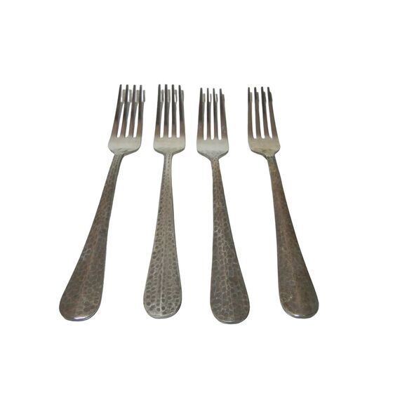 Dining | Cambridge Hammered Stainless Dinner Forks Set Rustic Elegance ...